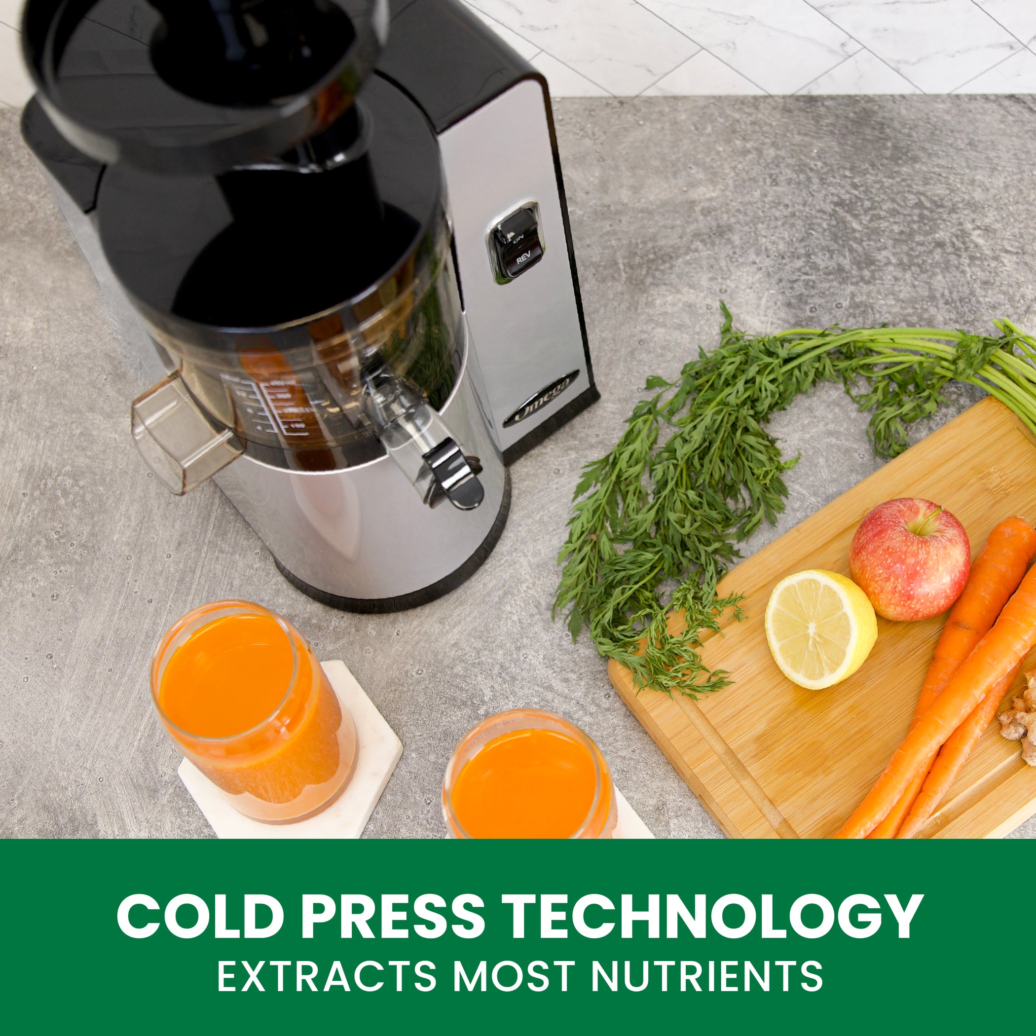 Omega Cold Press Masticating Vegetable and Fruit Extractor, Vertical ...